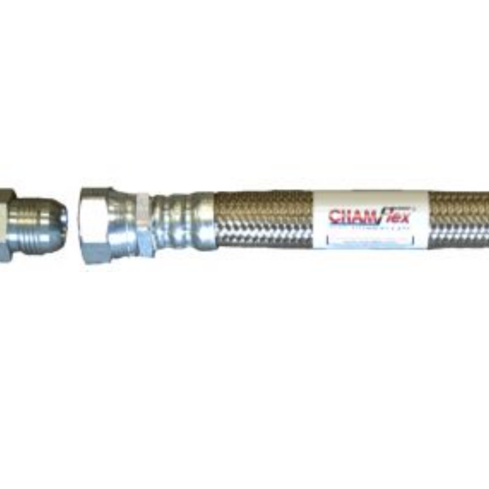 1" x 36" CHAMFLEX SS Braided Fire Retardant Hose Assembly - Fixed End ...